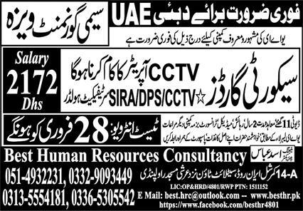 Security Guard & CCTV Operator Jobs 2024 in UAE 2025 Job Advertisement Pakistan