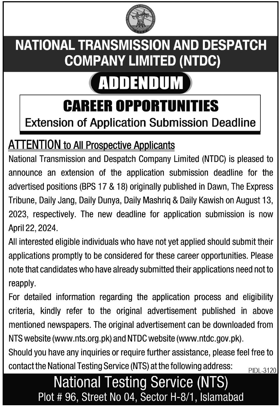 NTDC National Transmission & Despatch Company Jobs 2024 2025 Job Advertisement Pakistan