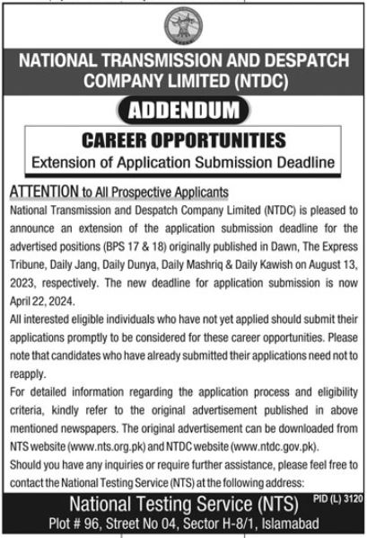 National Transmission & Despatch Company NTDC Lahore Jobs 2025 Job Advertisement Pakistan