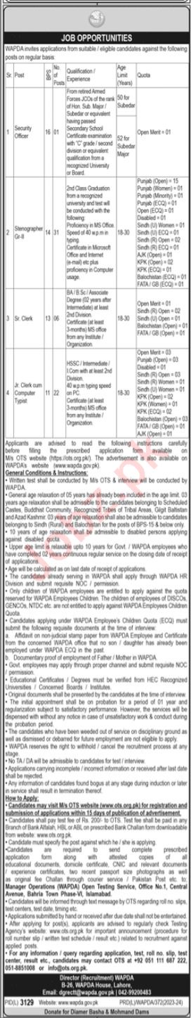 WAPDA Lahore Jobs 2024 2025 Job Advertisement Pakistan