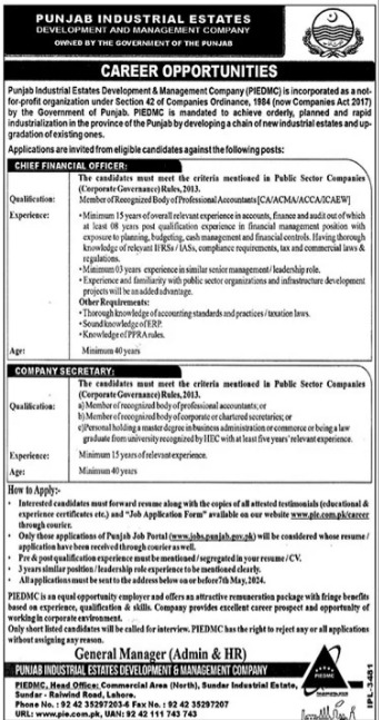 PIEDMC Lahore Jobs 2024 2025 Job Advertisement Pakistan