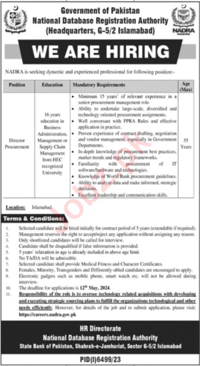 National Database & Registration Authority Islamabad Job 202 2025 Job Advertisement Pakistan