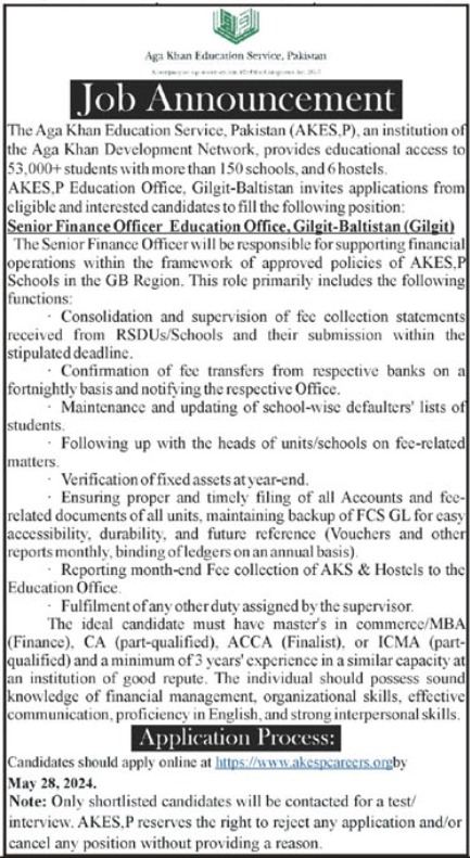 Aga Khan Education Service Pakistan Gilgit Job 2024 2025 Job Advertisement Pakistan