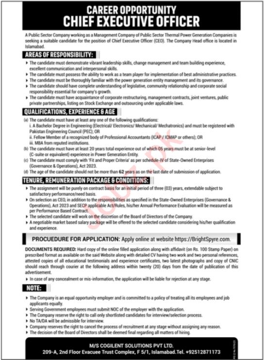 Chief Executive Officer CEO Jobs 2024 2025 Job Advertisement Pakistan