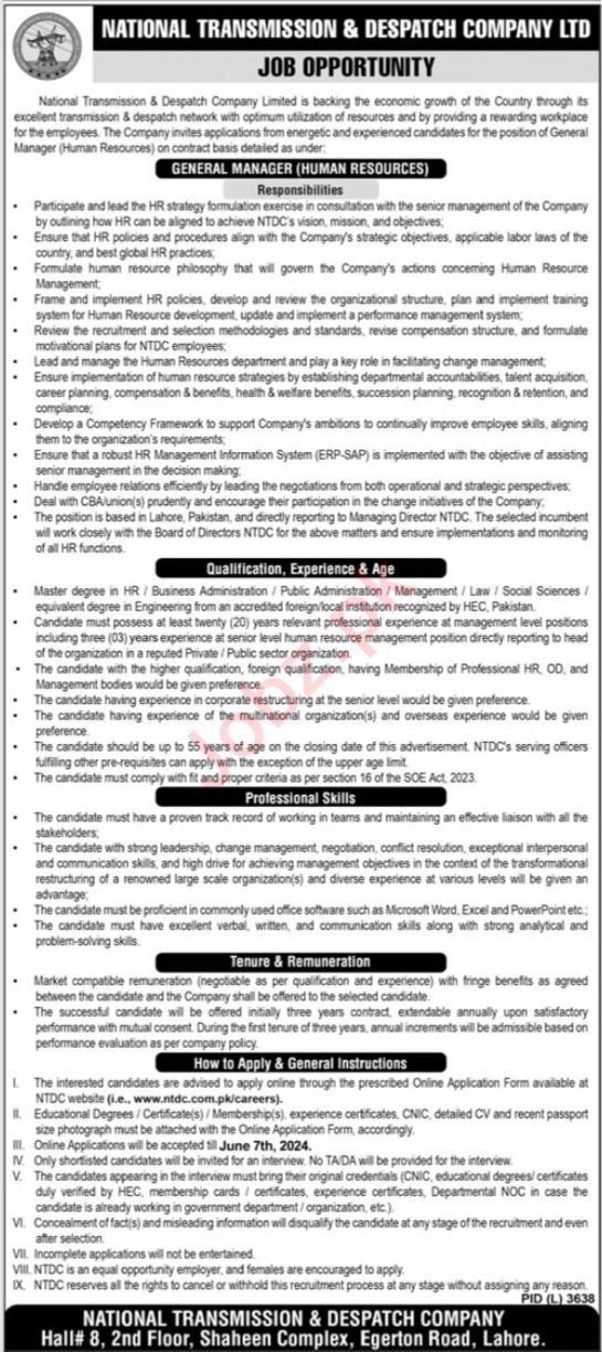 National Transmission & Despatch Company NTDC Job 2025 Job Advertisement Pakistan