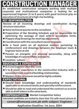 Construction Company Rawalpindi Job 2024 2025 Job Advertisement Pakistan