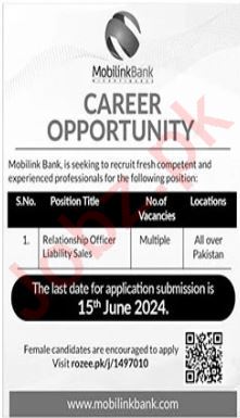 Career Opportunity at Mobilink Bank 2025 Job Advertisement Pakistan