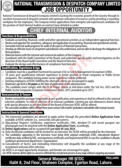 National Transmission & Despatch Company Jobs 2024 2025 Job Advertisement Pakistan