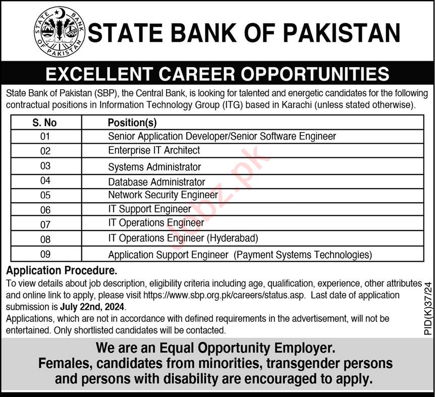 Jobs Available at State Bank of Pakistan SBP 2025 Job Advertisement Pakistan