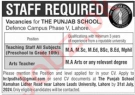 The Punjab School Lahore Jobs 2024 2025 Job Advertisement Pakistan