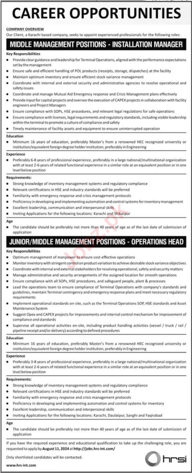HRSI Karachi Jobs Notice 2024 2024 Job Advertisement Pakistan
