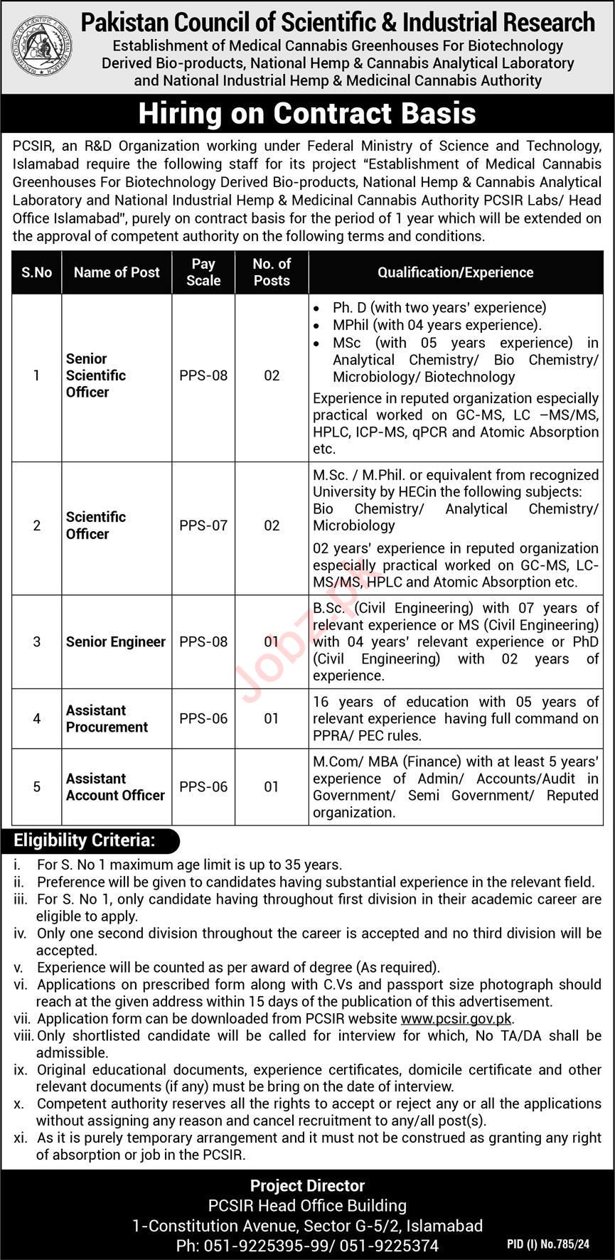 Jobs Open at Pakistan Council of Scientific and Industrial 2025 Job Advertisement Pakistan