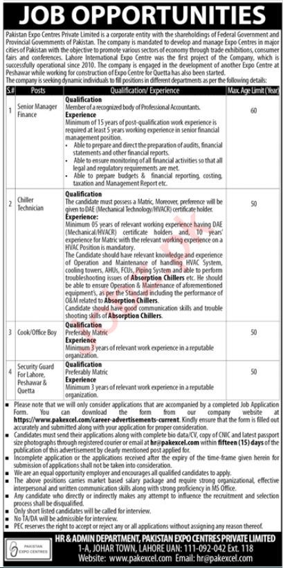 Pakistan Expo Centers Private Limited Jobs 2024 2025 Job Advertisement Pakistan