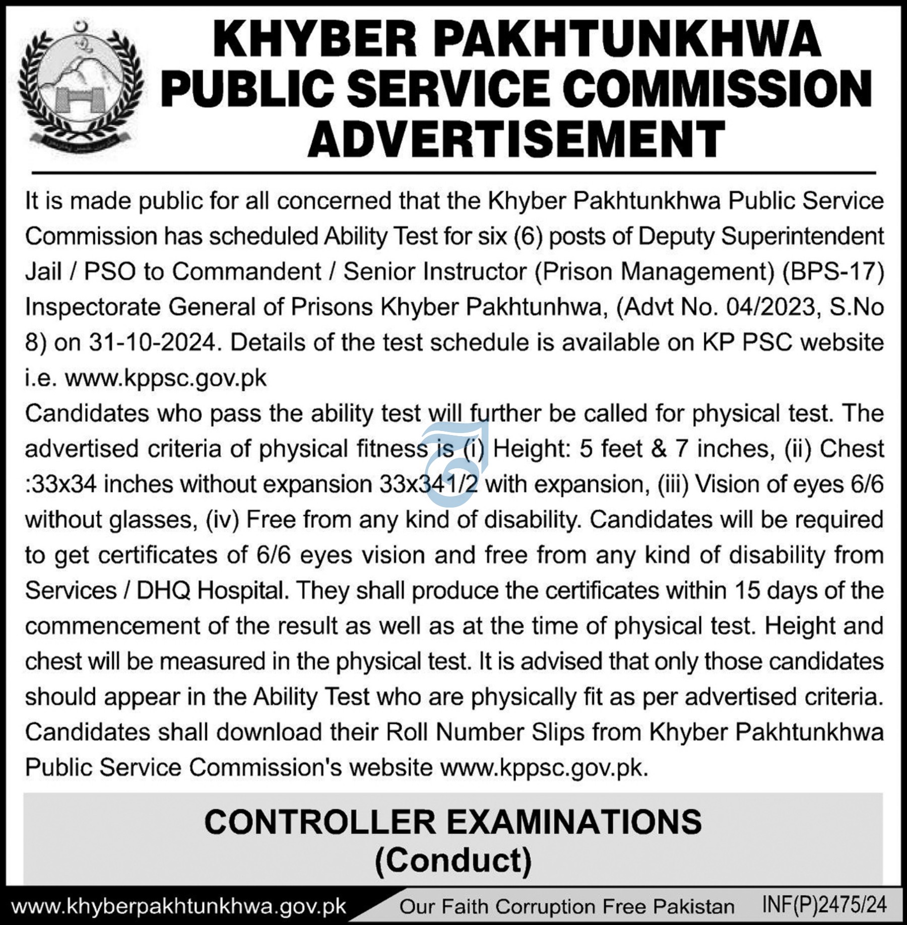 Jobs Announcement at KPK Public Service Commission KPPSC 2025 Job Advertisement Pakistan