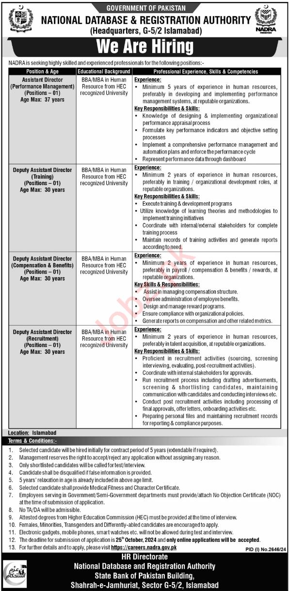 Jobs Available at National Database & Registration Authority 2025 Job Advertisement Pakistan