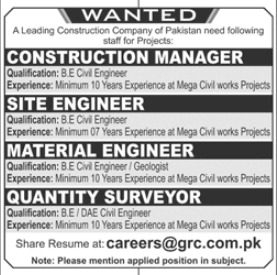 Construction Company Rawalpindi Jobs 2024 2025 Job Advertisement Pakistan