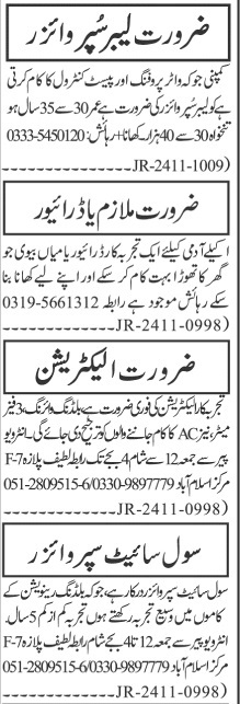 Jang Sunday Classified Ads 1st Dec 2024 for HR Staff 2025 Job Advertisement Pakistan