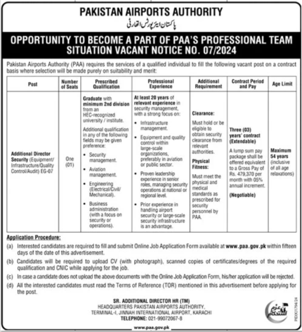 Job Vacany at Pakistan Airports Authority PAA 2025 Job Advertisement ...