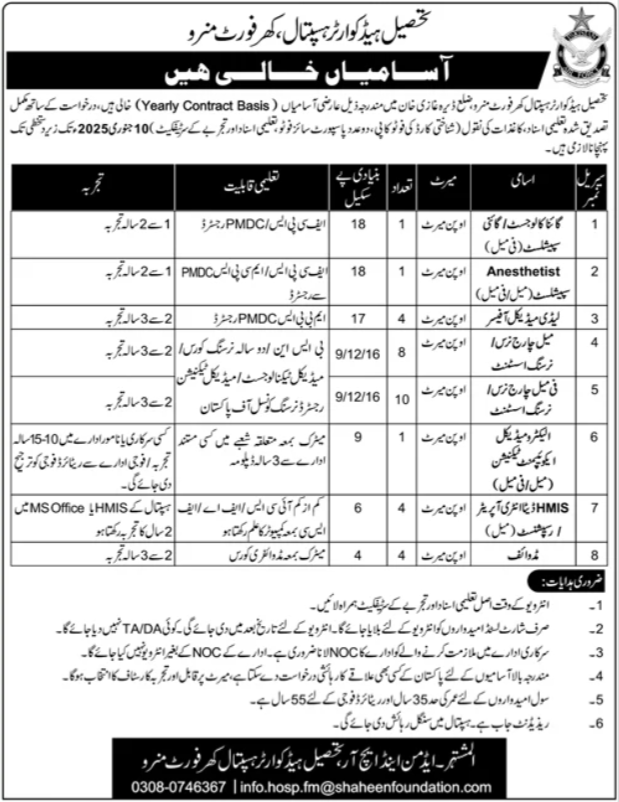 Positions Available at Tehsil Headquarter Hospital THQ 2025 Job Advertisement Pakistan