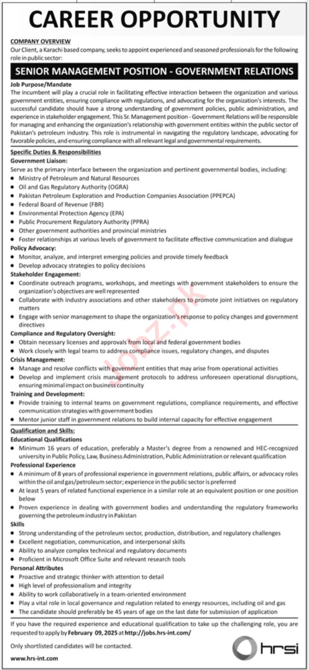 HRSI Karachi Job 2025 2025 Job Advertisement Pakistan