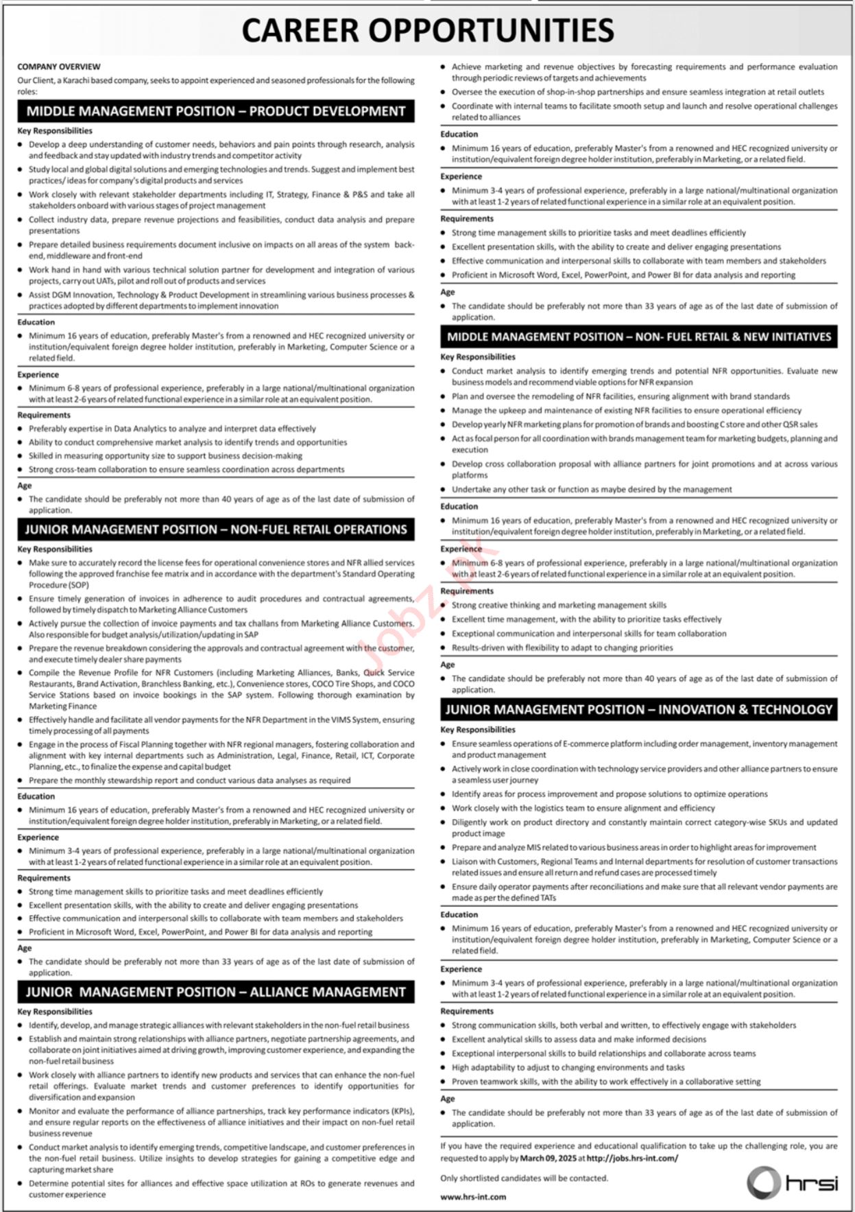 HRSI Karachi Jobs 2025 2025 Job Advertisement Pakistan