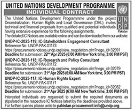 United Nations Development Programme UNDP Islamabad Job 2025 Job Advertisement Pakistan