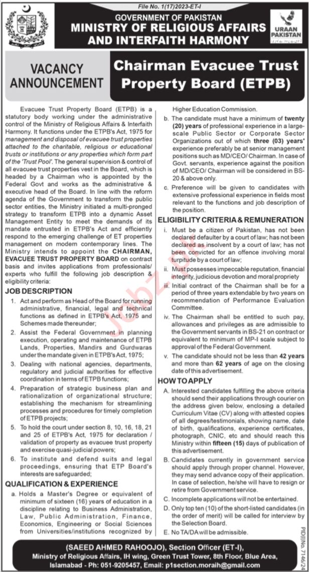 Ministry of Religious Affairs & Interfaith Harmony Job 2025 2025 Job ...