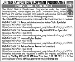 United Nations Development Programme UNDP Lahore Jobs 2025 Job Advertisement Pakistan