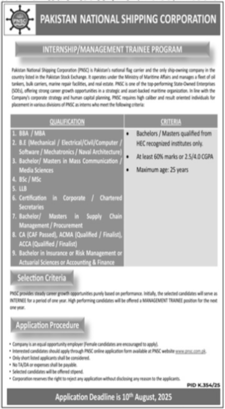 pnsc Karachi Jobs 2025 2025 Job Advertisement Pakistan