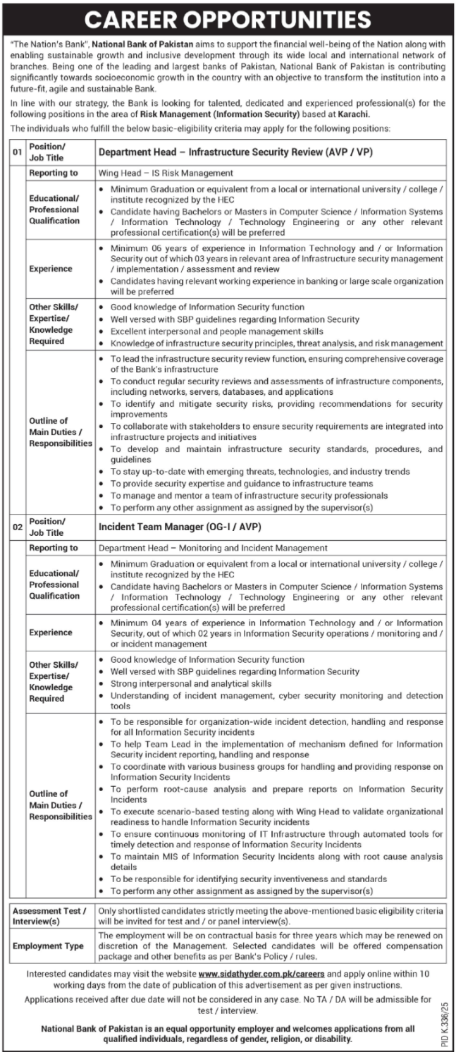 NBP Karachi Jobs 2025 2025 Job Advertisement Pakistan