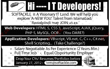 Web Developers and Application Developers Required 2025 Job ...
