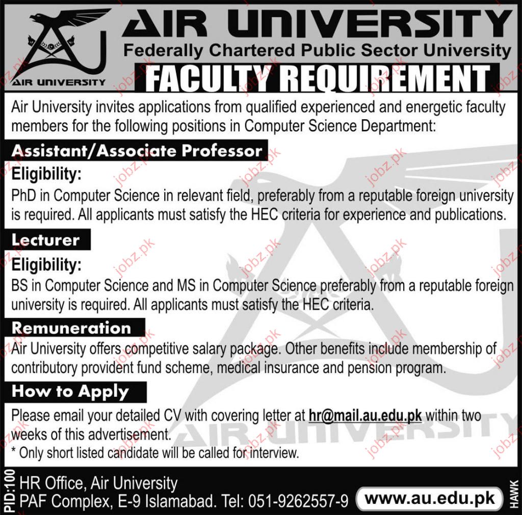Air University Islamabad Job Opportunities 2025 Job Advertisement Pakistan