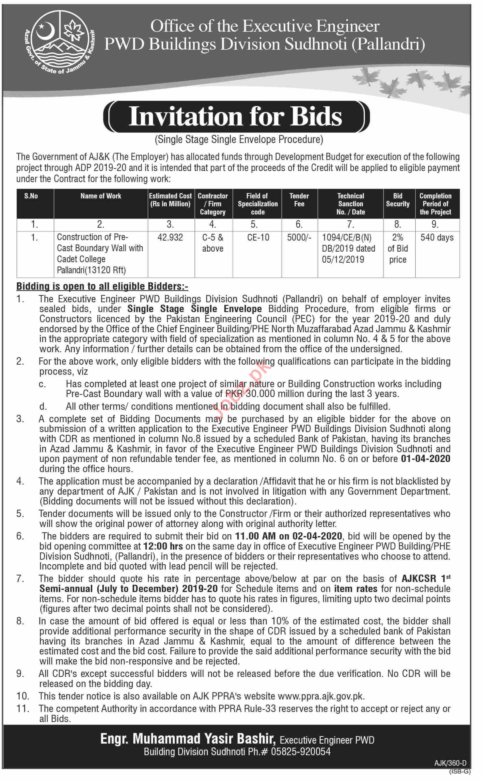 Provincial Buildings Division Invitation For Bids IFB 2025