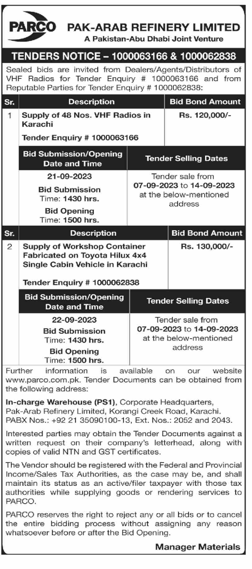 Pak Arab Refinery Limited PARCO 2025