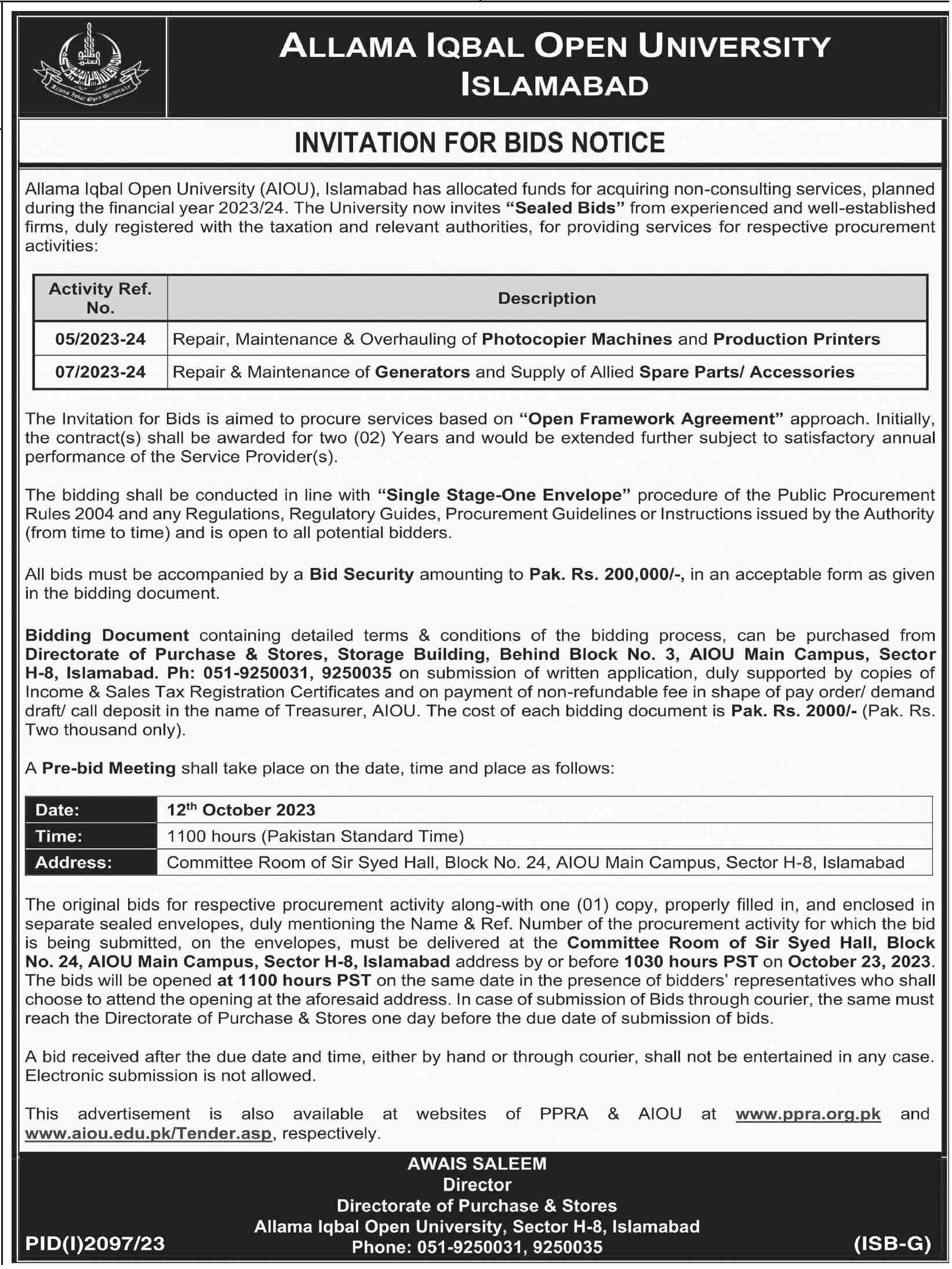 Allama Iqbal Open University AIOU 2024